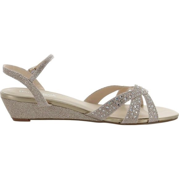 Touch Ups | Shoes | Touch Ups Womens Lena Gold Faux Leather Open Toe ...